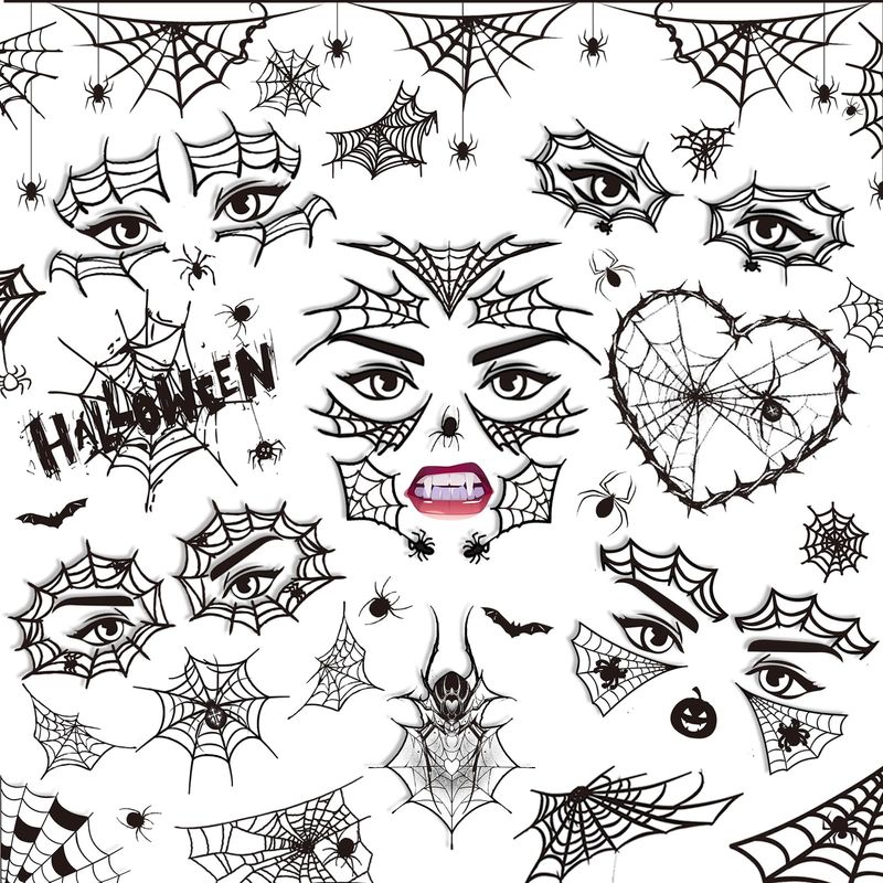 170 Pcs Halloween Spider Face Tattoos, Scary Face Tattoos, Large-Size ...
