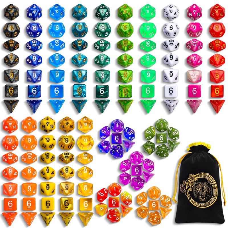 CiaraQ DND Dice Sets - 20 X 7 Polyhedral Dice (140pcs) with a Large ...