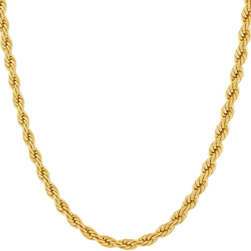 LIFETIME JEWELRY 24k Real Gold Plated 4mm Rope Chain Necklace Diamond ...