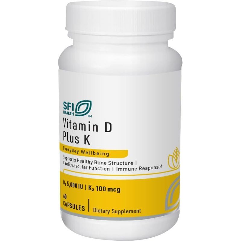 Vitamin D3 K2 Supplement 5000 IU 100 mcg Healthy Bones Immune Support ...