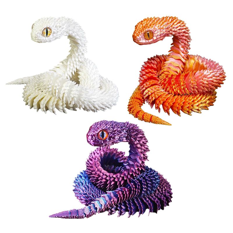 3D Printed Articulated Snakes Set (11.8 in, 3 Pieces) – Flexible ...