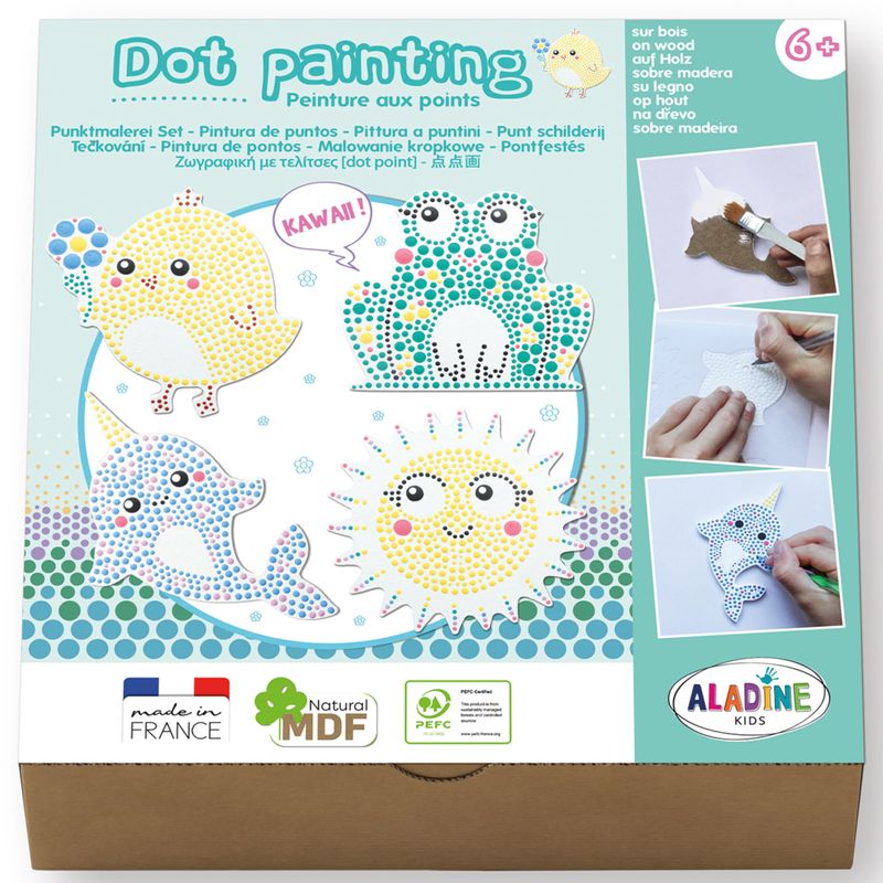 Aladine 3085481 Dot Painting Set, Kawaii, Painting Wooden Shapes, DIY ...