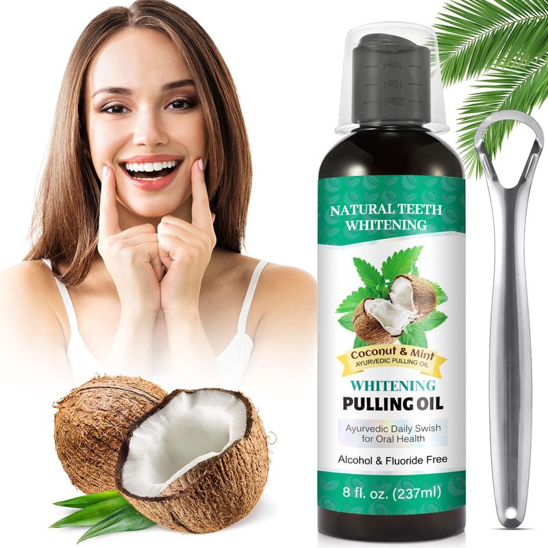Coconut Mint Oil Pulling, Whitening Oilpulling Mouthwash For Teeth And ...