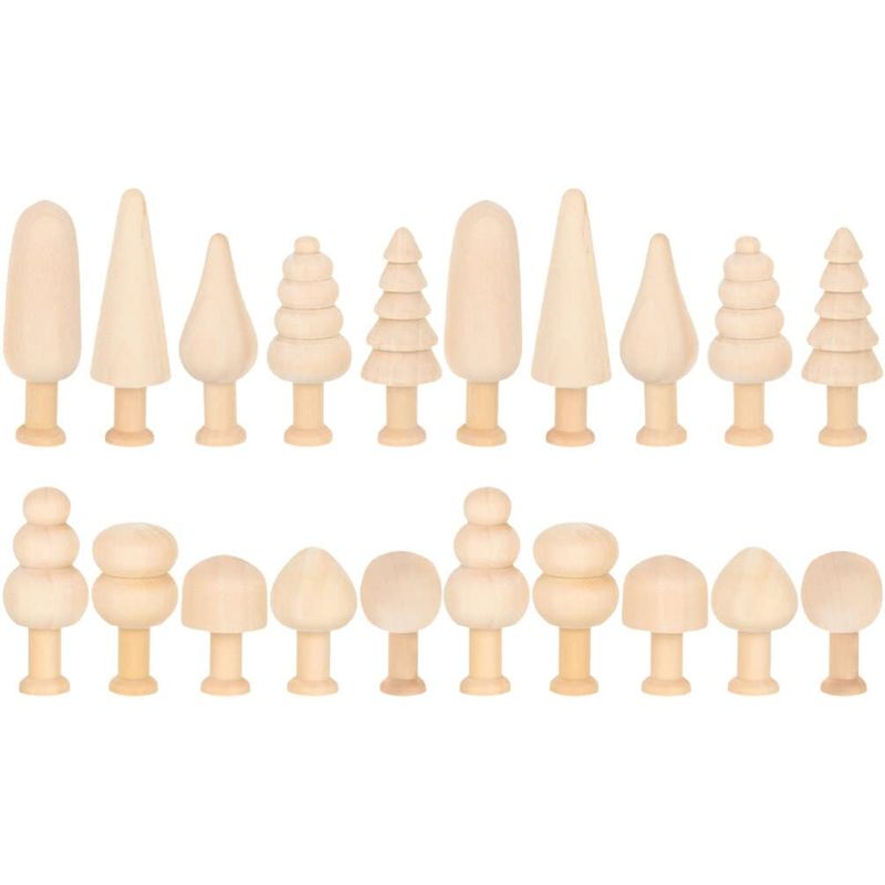 Toddmomy 20pcs Unfinished Wooden Tree Mushroom Natural Mini Peg Dolls ...