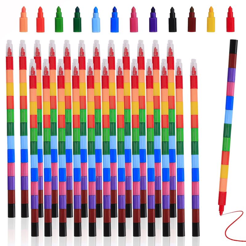 24 Pieces Stacking Crayons Buildable Crayons,Colorful Stackable Crayons ...