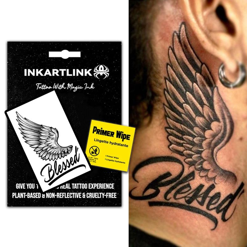 INKARTLINK semi-permanent temporary tattoo, realistic wing tattoo, suitable for cool boys and ...
