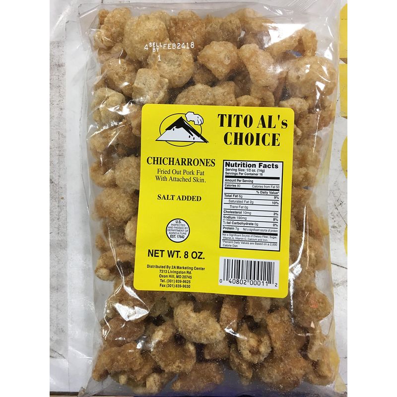 Tito Al's Choice Chicharrones (Fried out Pork Fat w/Attached Skin) 8 Oz ...