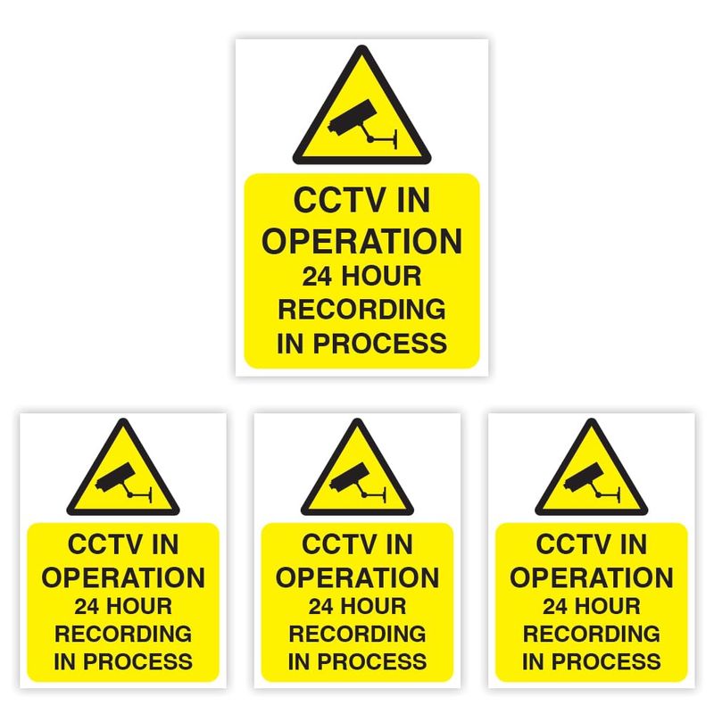 Pack of 4 CCTV Sign Sticker Waterproof CCTV in Operation Sign Sticker ...