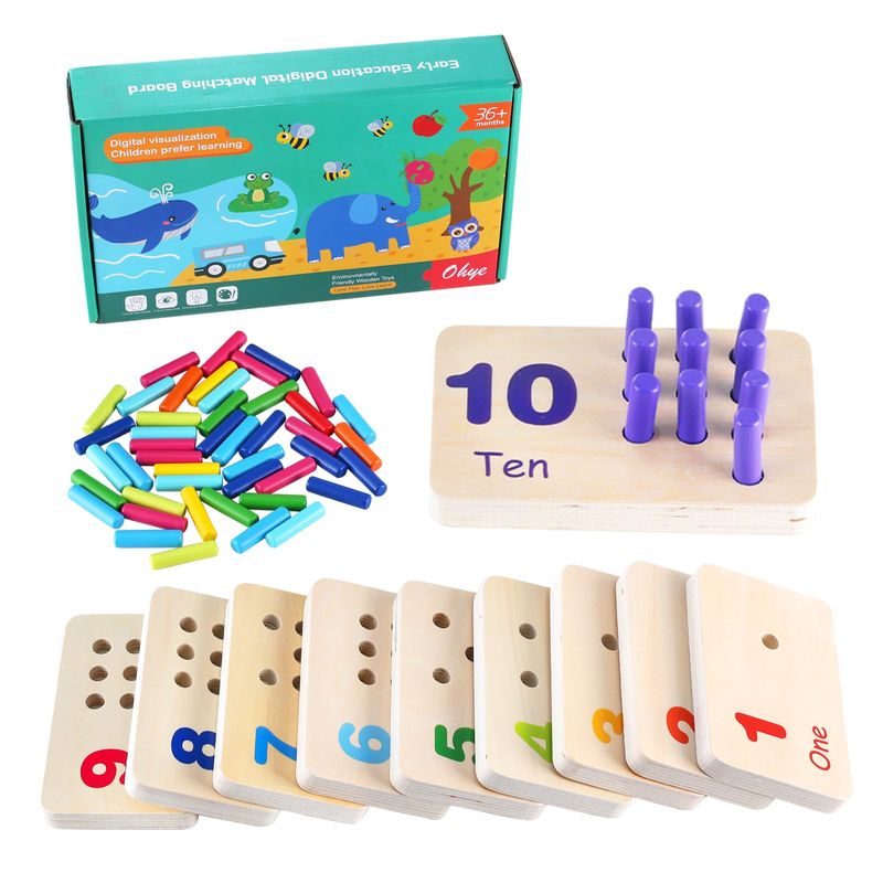 Gserin Wooden Counting Numbers Peg Board for Kids, Montessori Math Toy ...