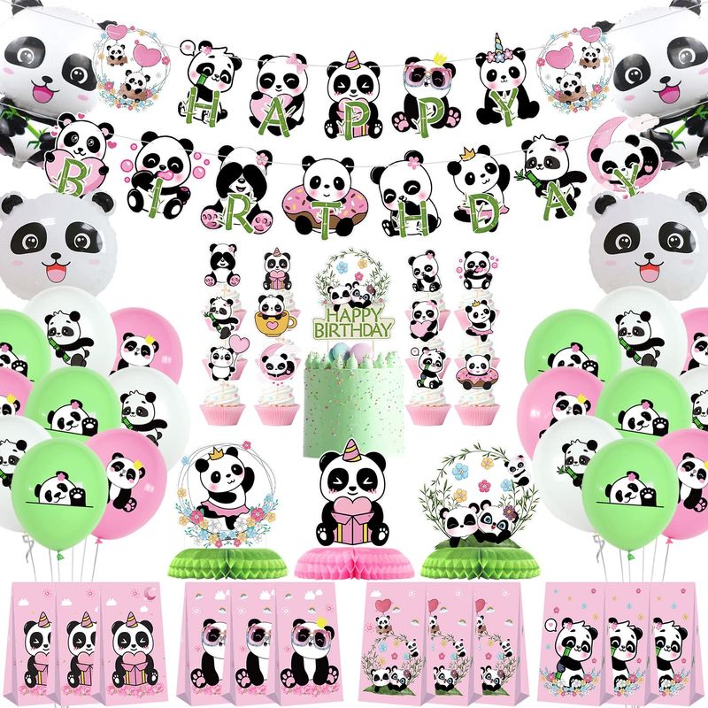 KEFAN Panda Birthday Party Decorations for Girls, Cute Cartoon Panda ...