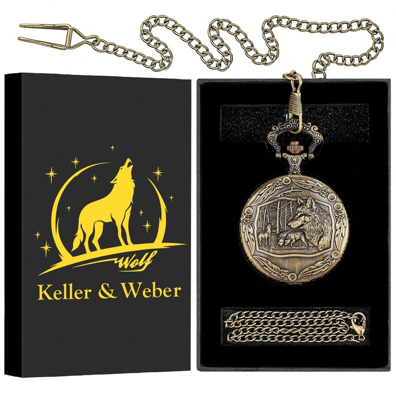 Keller & Weber Vintage Quartz Fob Pocket Watches for Men,Anniversary ...