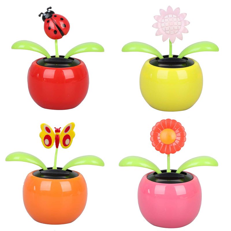 Welecom 4 Solar Dancing Sunflower Toy Solar Powered Dancing Ladybug in ...