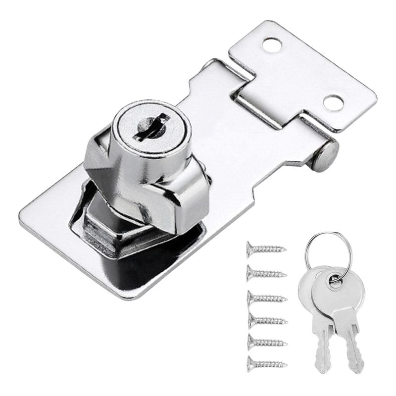 Keyed Locking Hasp Lock,90 Degrees Lock Hasp Turn Knob Keyed Locking ...
