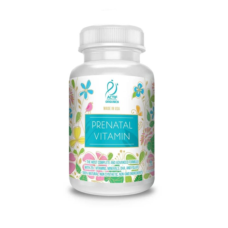 ACTIF Organic Prenatal Vitamin with 30+ Organic Vitamins, 100% Natural ...
