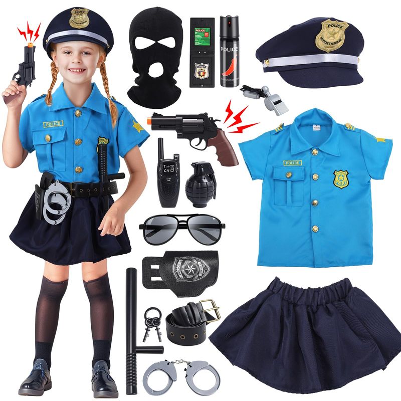 Skirfy 15PCS Police Officer Costumes for Girls,Police Costume for Kids ...