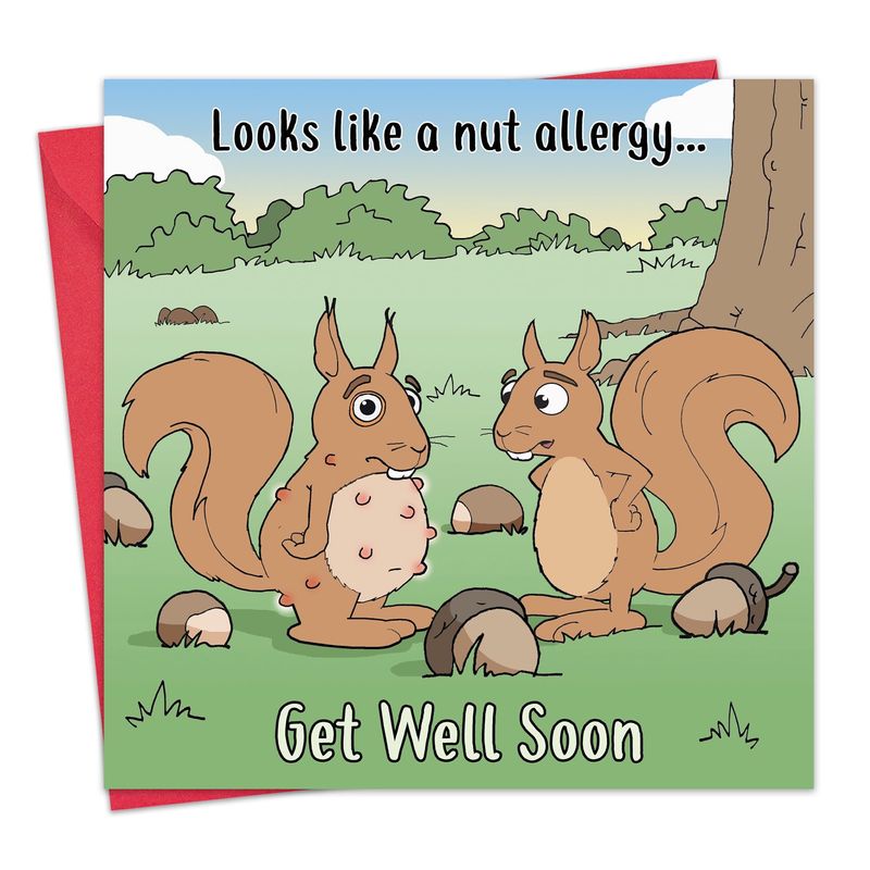 Twizler Get Well Soon Card Funny Squirrel Nut Allergy - Funny Get Well ...