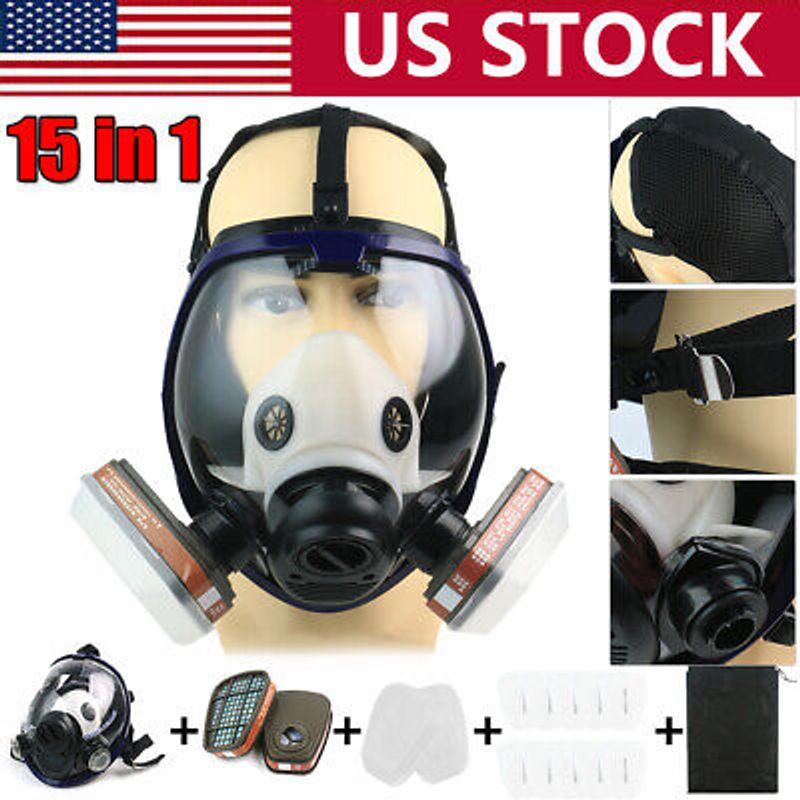 15 in 1 Full Face Gas Facepiece Mask Spray Painting Respirator Safety ...