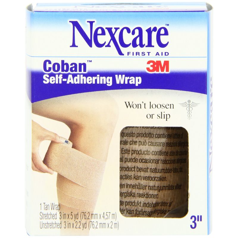 Nexcare Coban Self-Adherent Wrap, 3-Inch x 5-Yard Roll, 1 Count Box ...