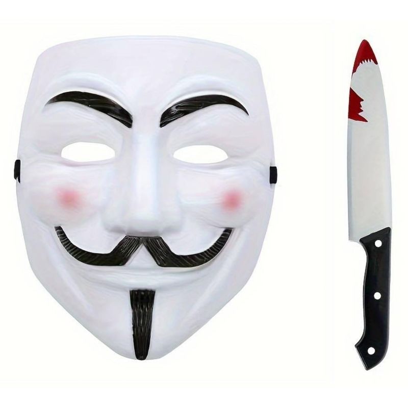 Boolavard V for Vendetta Face Mask Bloody Kitchen Knife Halloween ...
