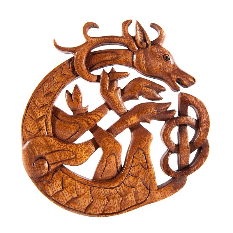 Windalf Celtic Irish Wooden Picture Wall Ornament CERNUN Diameter 22 cm ...