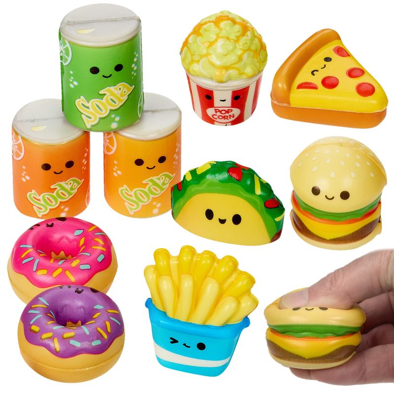 Playbees Mini Squish Fast Food Toys - 10 Pack - Assorted Designs Slow ...