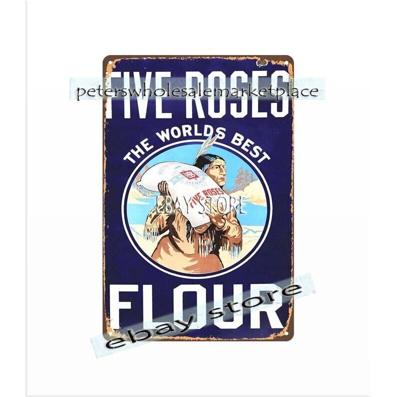 Five Roses Flour Indian American metal tin sign old ads living room s ...