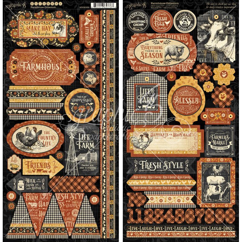 Graphic 45 Farmhouse Stickers 12X12, cardstock, Assorted, One Size ...