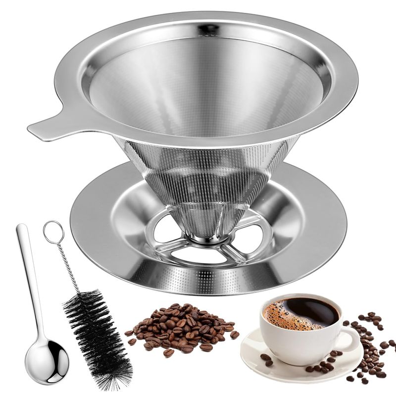 Pour Over Coffee Dripper, Stainless Steel Pour Over Coffee Filter ...