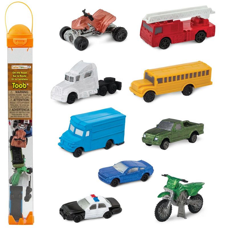 Safari Ltd On the Road TOOB - Figurines: Semi-Truck, Motorcycle, Police ...