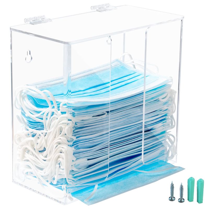 SEANADO Face Mask Dispenser Box Acrylic Glove Holder Hygiene Station ...