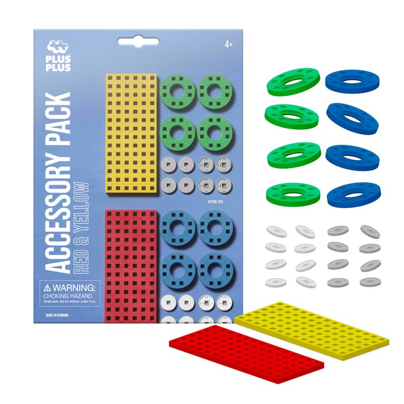PLUS PLUS Accessory Pack, 2 Baseplates, 8 Wheels, Car Plane Train ...
