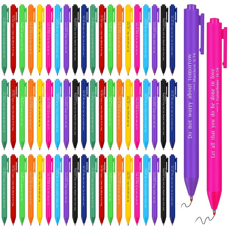 Cholemy 50 Pcs Bible Verse Pens Christian Gifts Bulk Christian Pens for ...