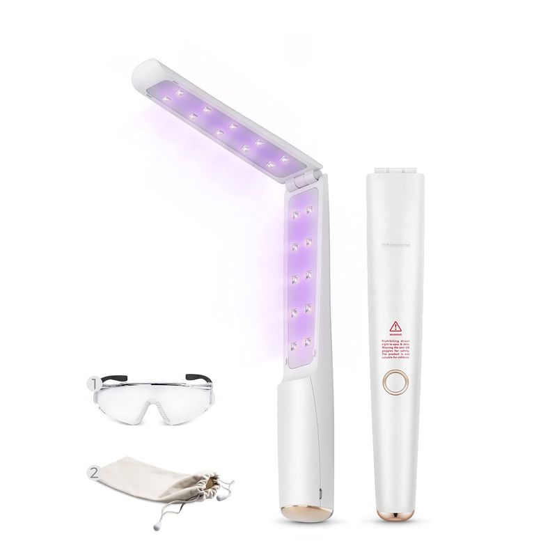 UV Light Sanitizer Wand, Portable UVC Light Disinfector Lamp Chargable Foldable UV Wand for Home ...