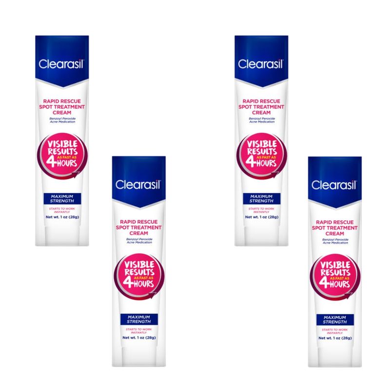 Clearasil Rapid Rescue Acne Spot Treatment Cream, 1 oz (Pack of 4 ...