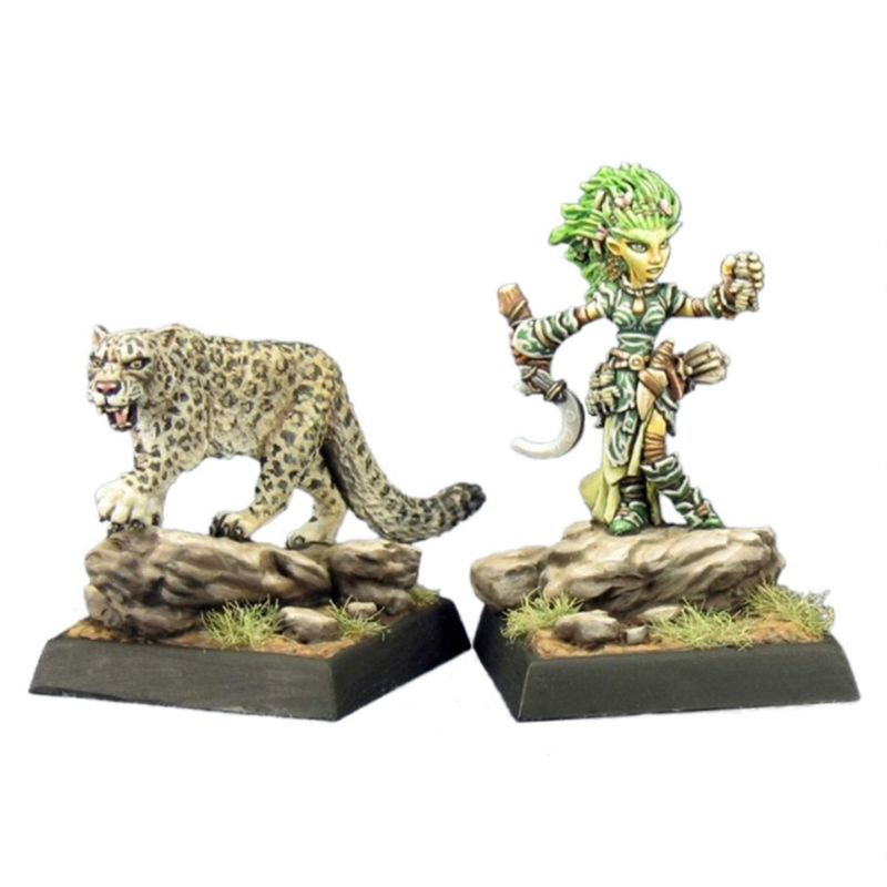 Lini Iconic Gnome Druid and Droogami Snow Leopard Pathfinder Miniature ...
