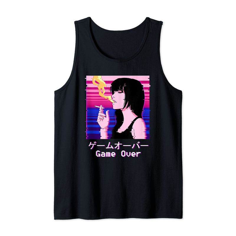 Japanese Aesthetic Vaporwave Sad Face Sad Anime Girl Tank Top - Online ...