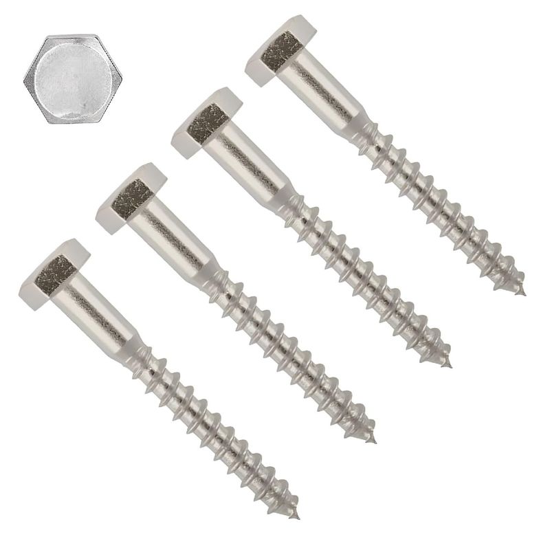 TERF® M8 X 80mm Coach Screws Hex Head Stainless Steel A2 (304) Coach ...