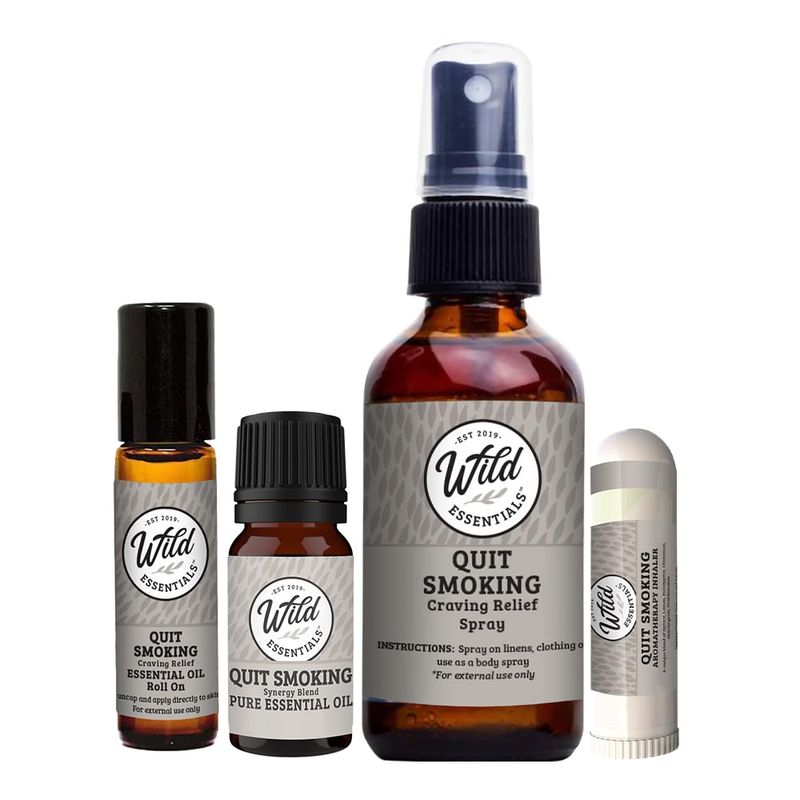 Quit Smoking Nasal Inhaler, Roll On, Spray and Essential Oil, 4 Piece ...