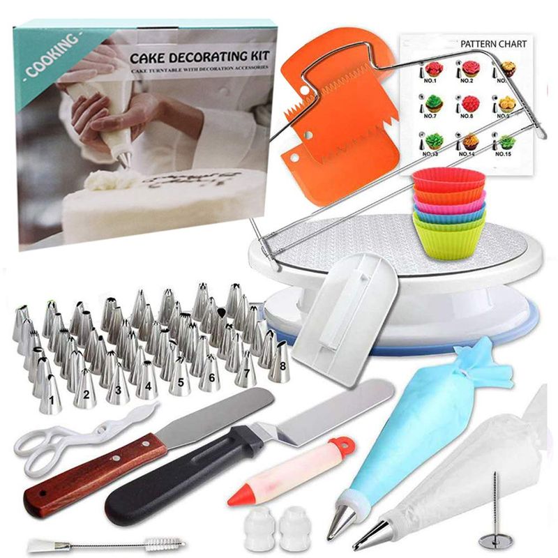 90 Pcs Cake Decorating Supplies kit with Cake Turntable-Cake leveler-48 ...