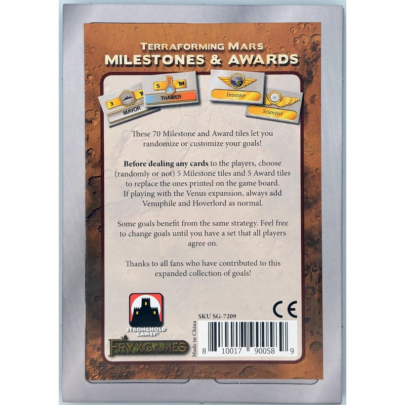 Stronghold Games Terraforming Mars Milestones and Awards - Strategy ...