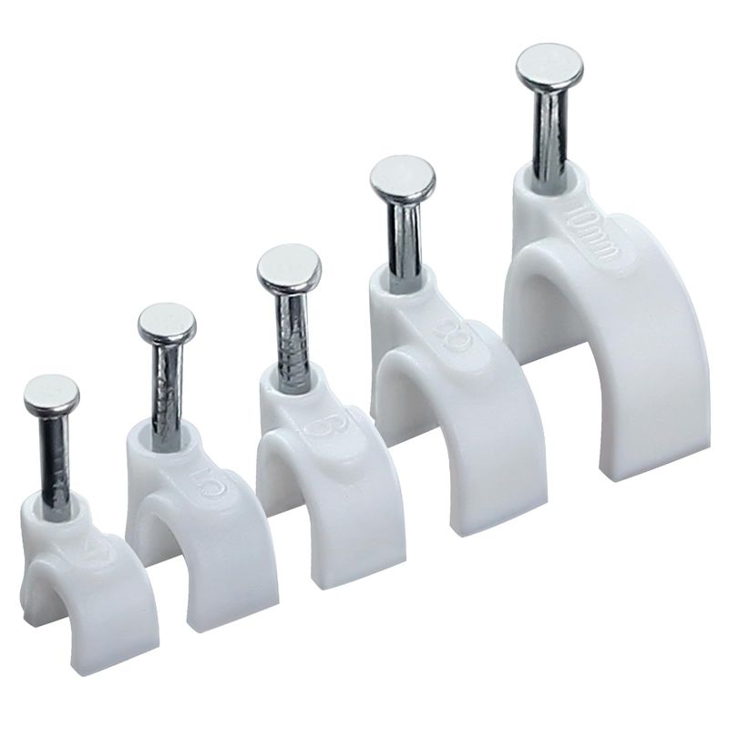 GOLD DEER 500pcs Cable Clips with Steel Nails White 4mm 5mm 6mm 8mm ...