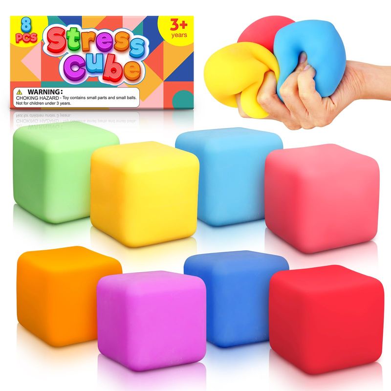Slow Rising Stress Cube 8 Pack, Stretchy Fidget Toys for Anxiety Relief ...
