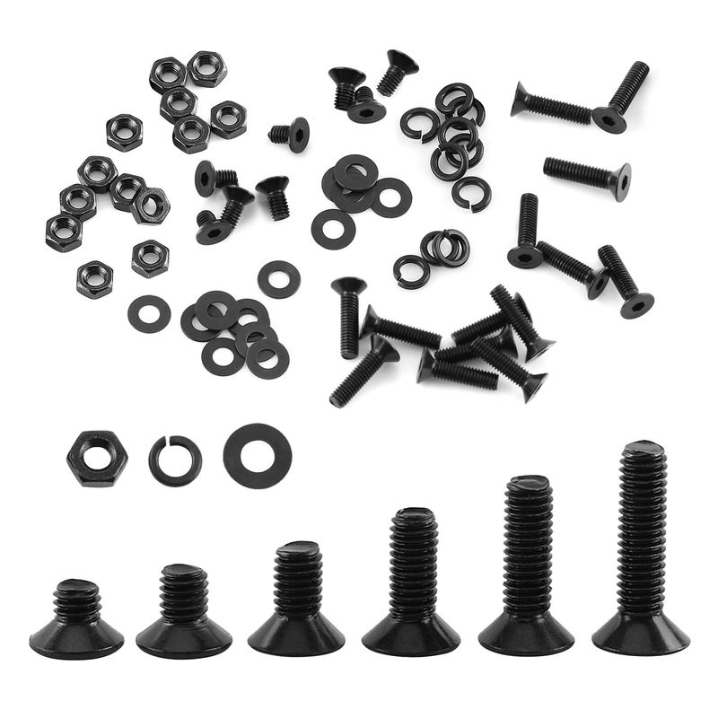 M3 Countersunk Bolts and Nuts, 300pcs Black M3 Hex Socket Screws Nuts ...