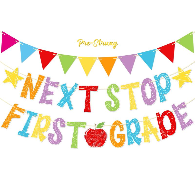 Next Stop First Grade Banner, Kindergarten Graduation Decorations ...