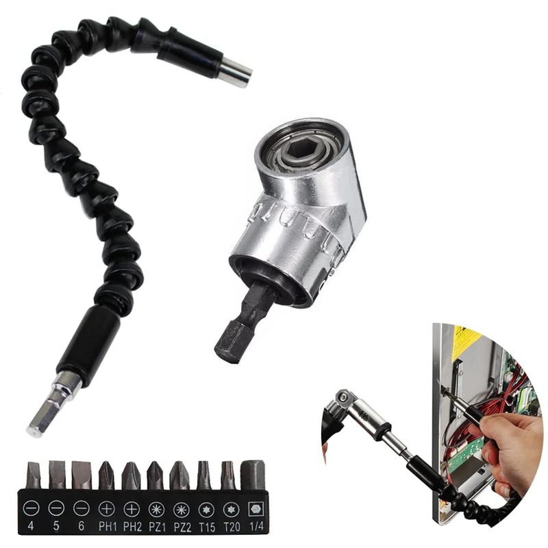 Flexible Shaft Connection Tool 3-Piece Set, 105 Degree Right Angle ...
