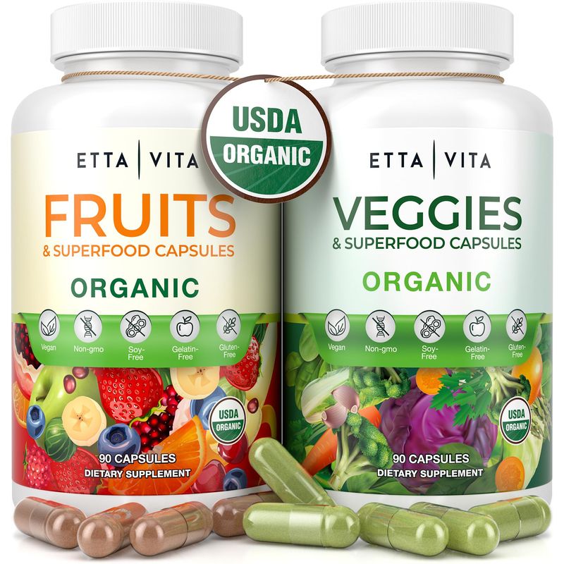 100% Organic Fruits and Veggies Supplement (USDA Organic - Made in USA ...