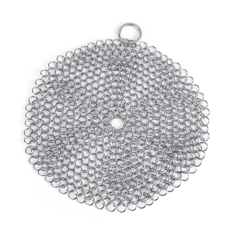 Fdit Cast Iron Cleaner Set 7"x 7" Stainless Steel Chainmail Scrubber ...
