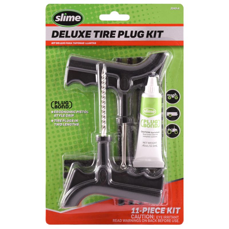 Slime 2040-A Tire Repair Plug Kit, Deluxe, Contains Strings, Tools and ...