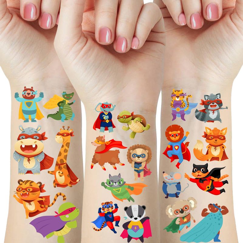 64 Pcs Animals Temporary Tattoos for Kids, Animals Birthday Party ...