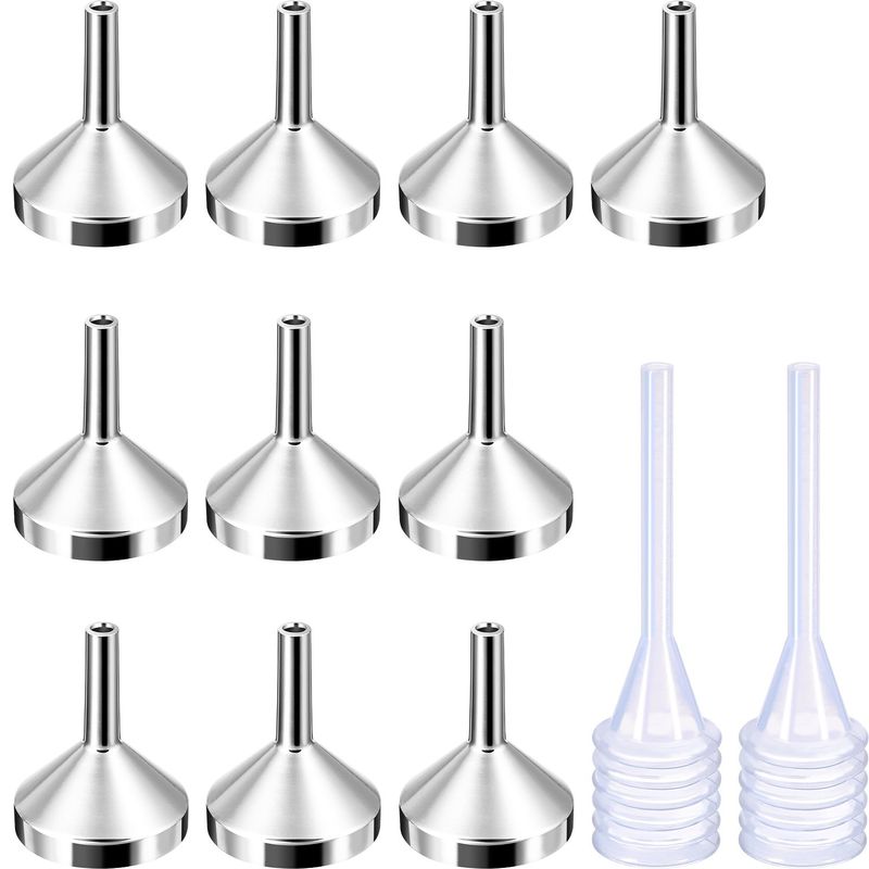 10 Pack Small Metal Funnels with 2 Pack Mini Pipette for Filling Small ...